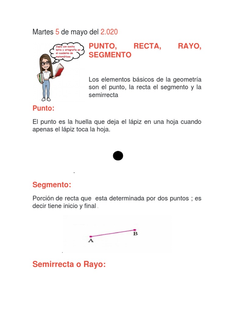 Punto, Recta, Rayo, Segmento: Martes de Mayo Del | PDF