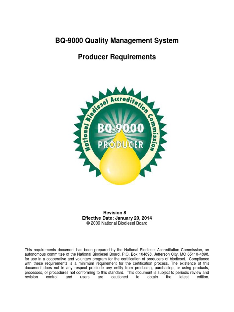 BQ-9000 Quality Management System. Producer Requirements | PDF ...