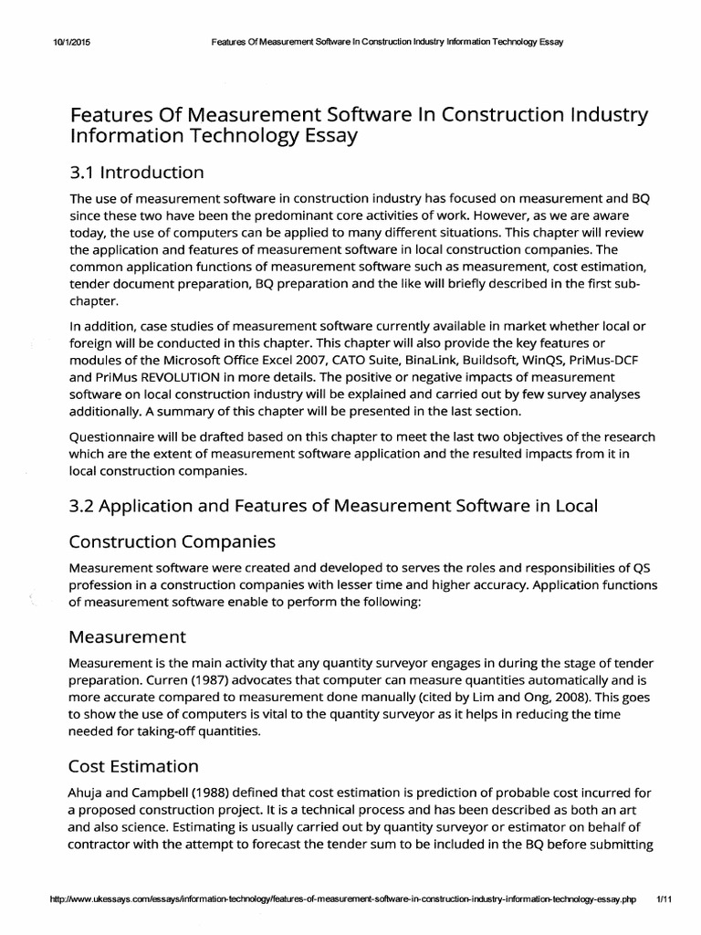Features of Measurement Software in Construction Industry | PDF