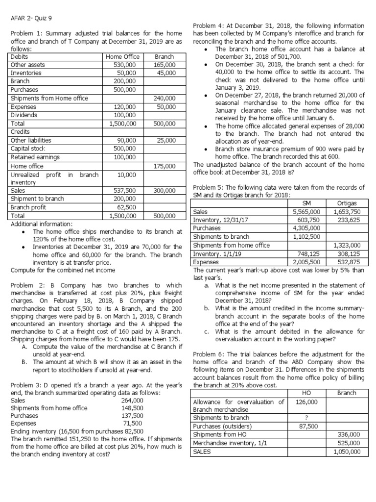 Quiz 9 | PDF | Debits And Credits | Expense