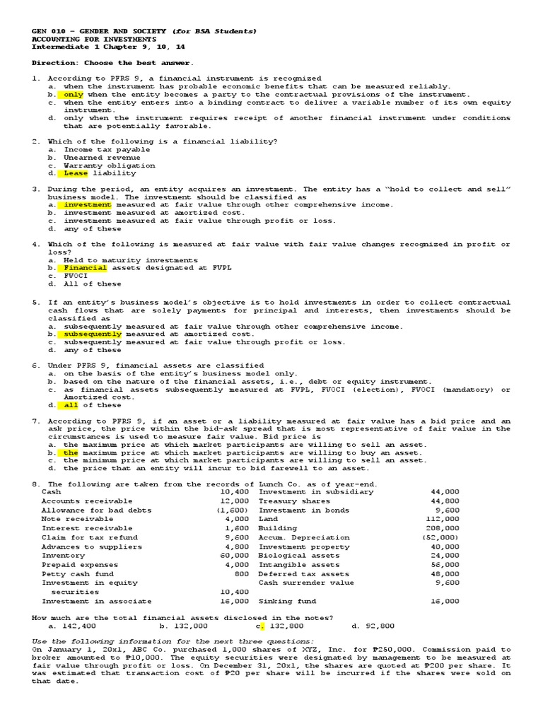 Gen 010 Q1 Sy2223 | PDF | Bonds (Finance) | Fair Value