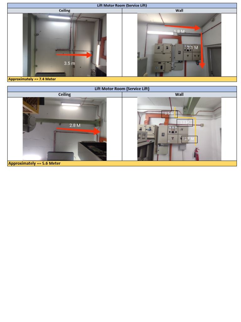 Design specifications for a service lift motor room outlining ceiling ...