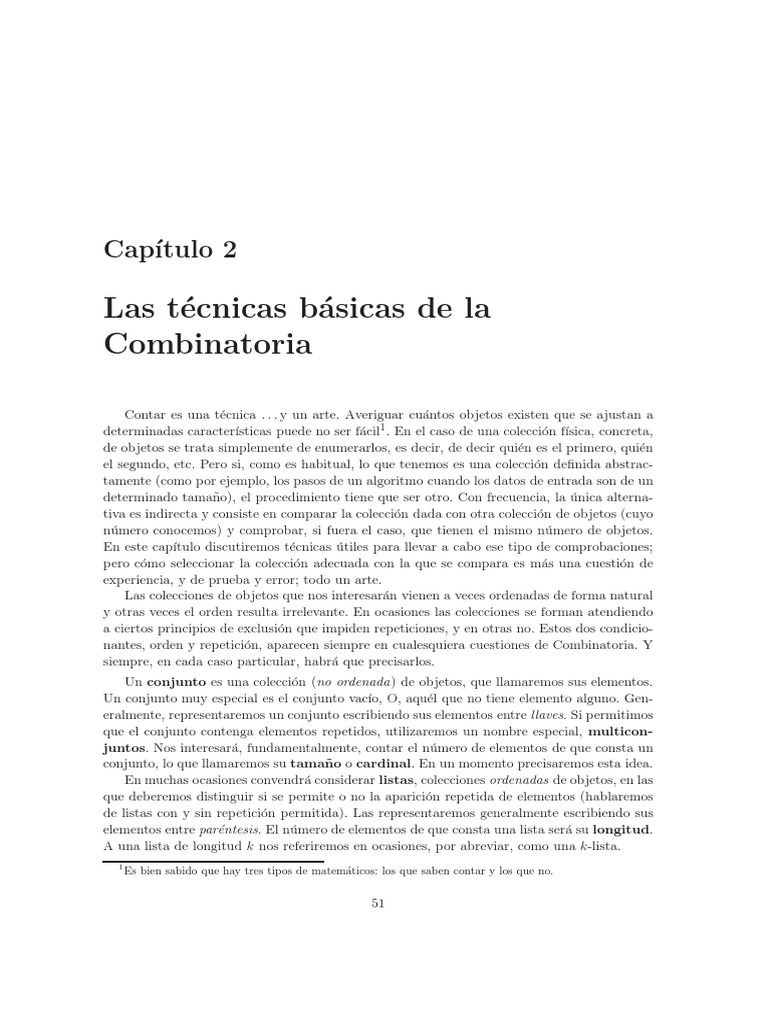 Contando objetos de maneras creativas: introducción a técnicas básicas de combinatoria | PDF ...