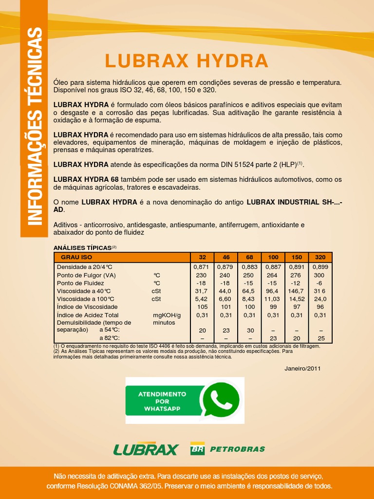 Boletim Lubrax Hydra | PDF | Líquidos | Materiais