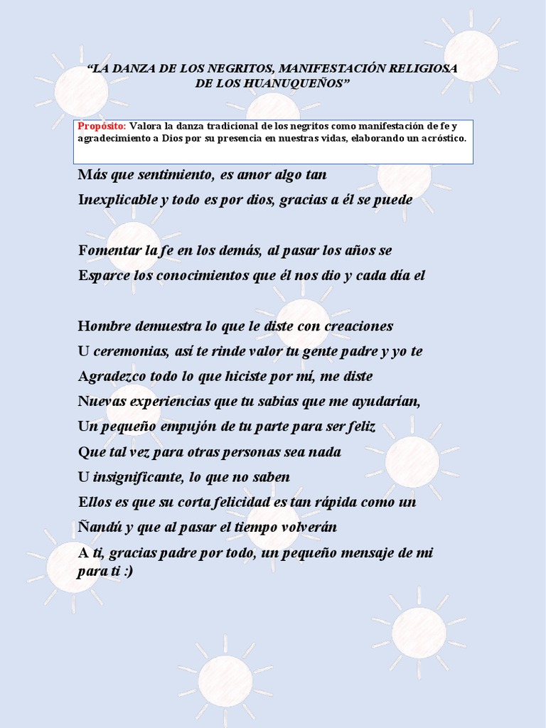 Acrostico - Religión 5.3 | PDF