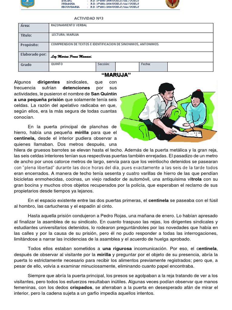 Actividad 4 Ficha Rv. Comprension de Texto Maruja | PDF