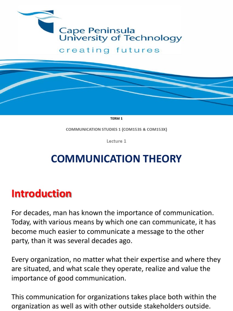 Introduction to Communication Theory | PDF | Communication | Nonverbal ...