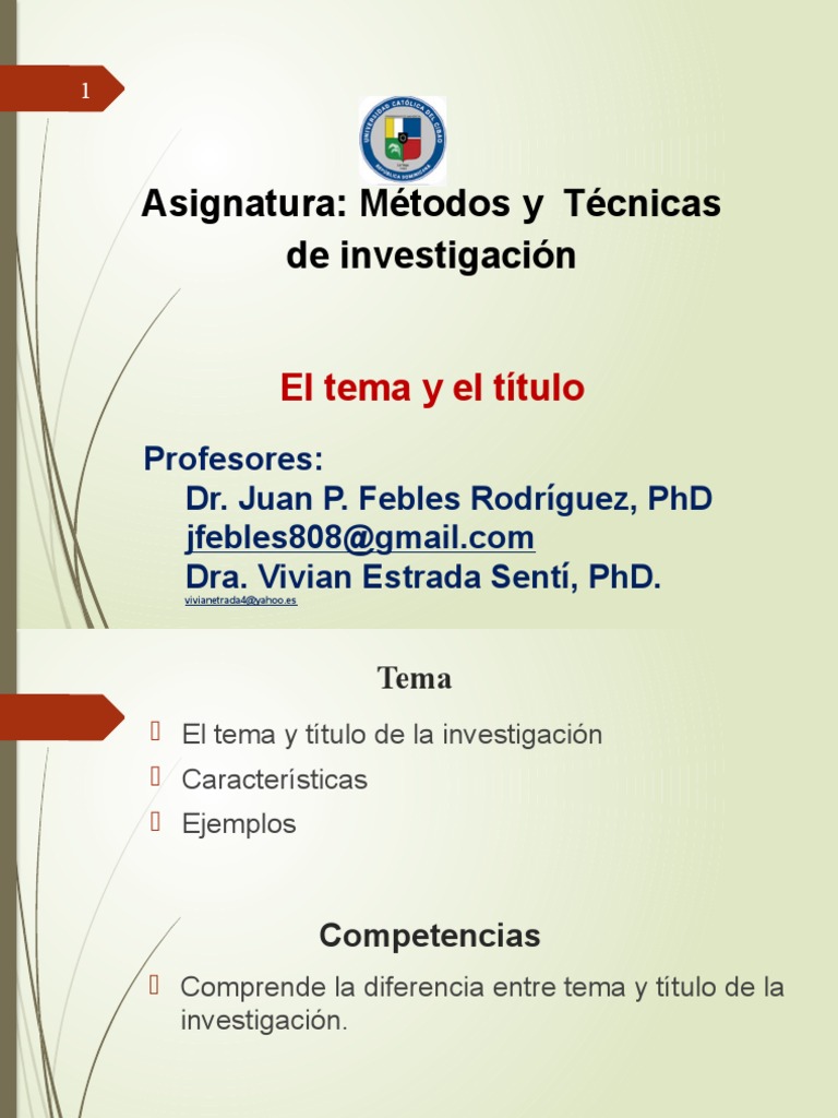 C-6 Tema y Título de La Investigación | PDF | Cognición | Ciencia cognitiva