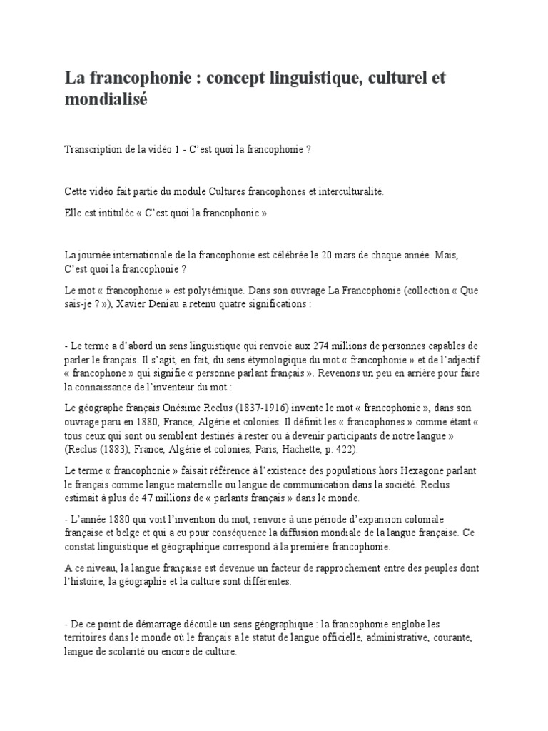 Comprendre la francophonie aujourd'hui | PDF | Langue française ...