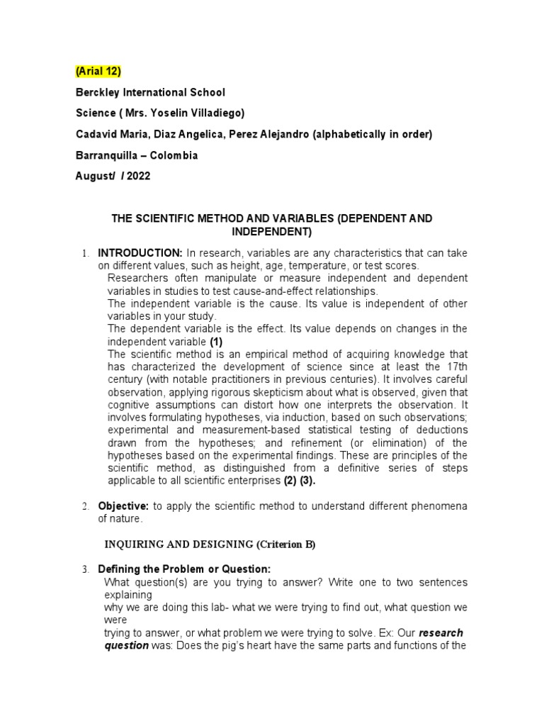 Scientific Method: Variables Explained | PDF | Scientific Method ...