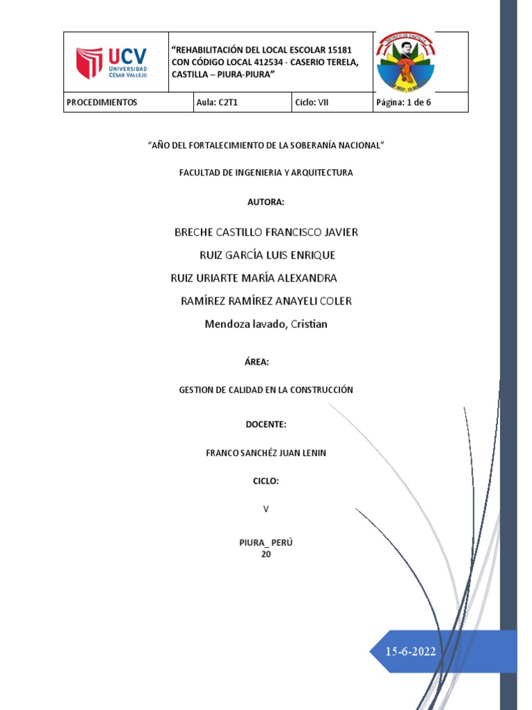 Procedimiento de Excavacion de Zanjas para Cimientos y Zapatas | PDF ...
