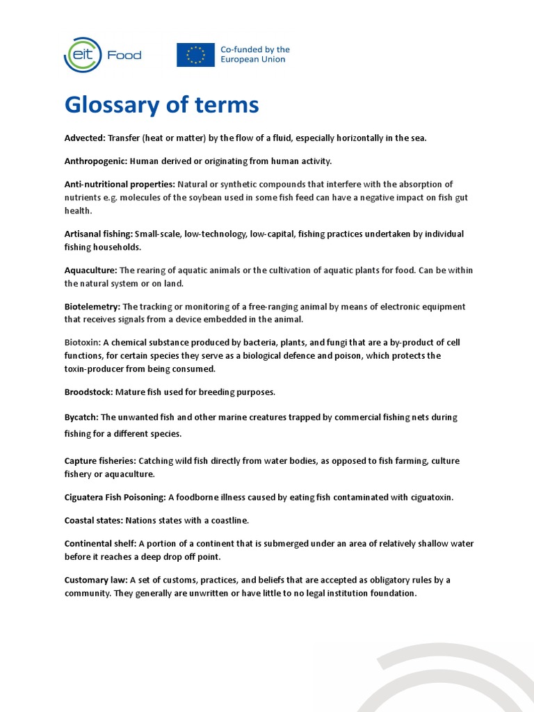 Glossary | PDF | Fish | Aquaculture