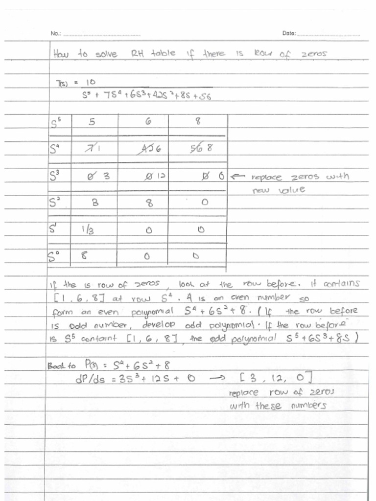 RH Table Row of Zeroes | PDF