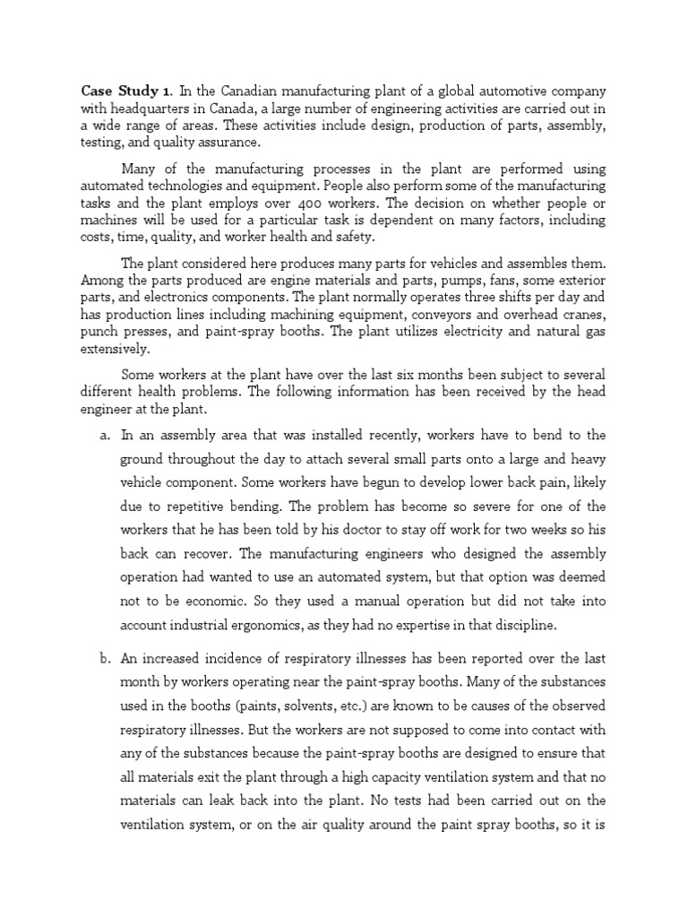 Case Study 1 Manufacturing Ergonomics | Download Free PDF | Automation