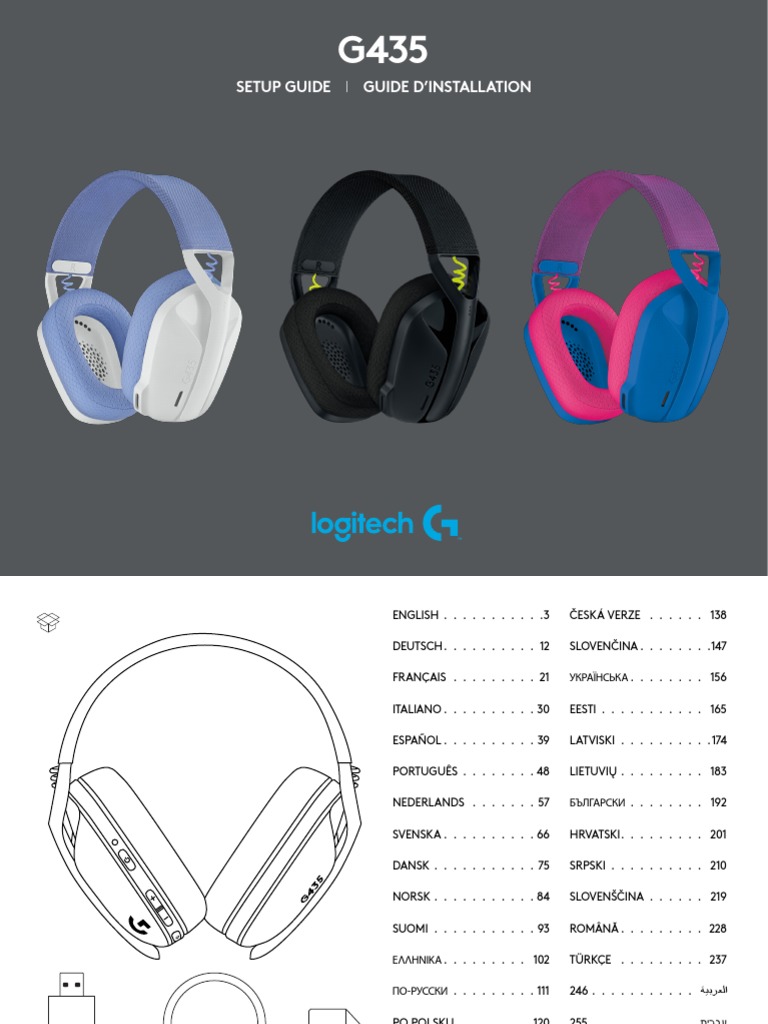 g435 Wireless Gaming Headset QSG | PDF | Equipment | Computer Engineering