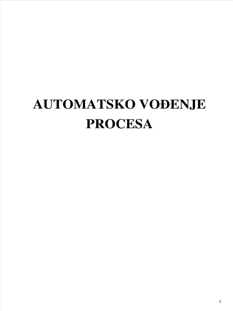 Automatsko Vodenje Procesa | PDF