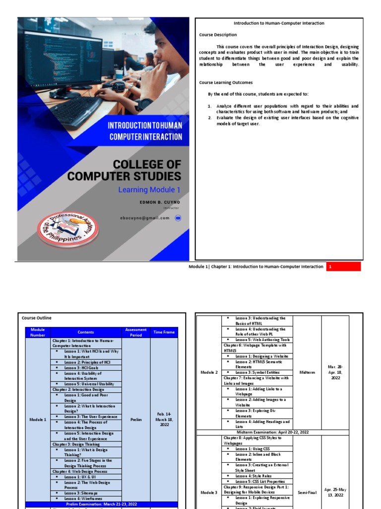 Introduction To Human-Computer Interaction Course Description | PDF | Usability | Human–Computer ...