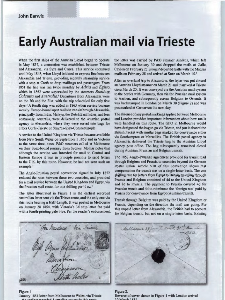 Australie - Early Australian Mail Via Trieste | PDF