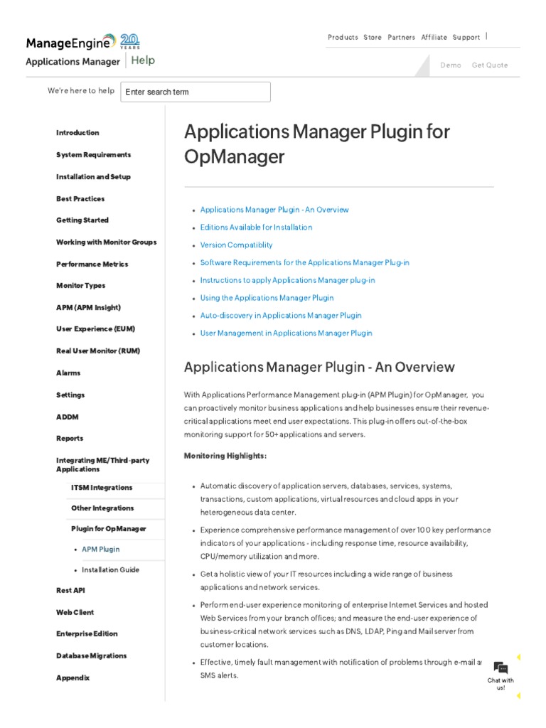 Applications Manager Plugin For Opmanager Applications Manager User
