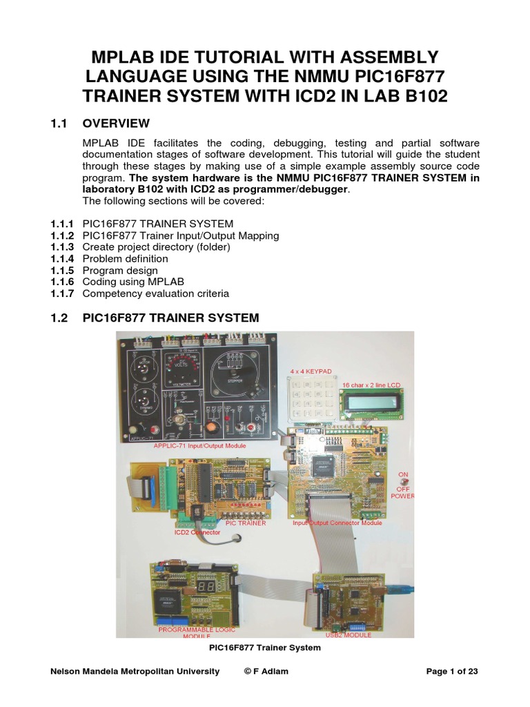 MPLAB Tutorial using assembly language for the PIC16F877 wit | PDF | Computer Program | Programming