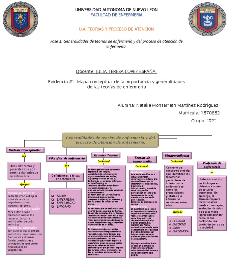 Ev. 1 Mapa Conceptual de Teorias de Enfermeria - Nat | PDF | Enfermería | Teoría