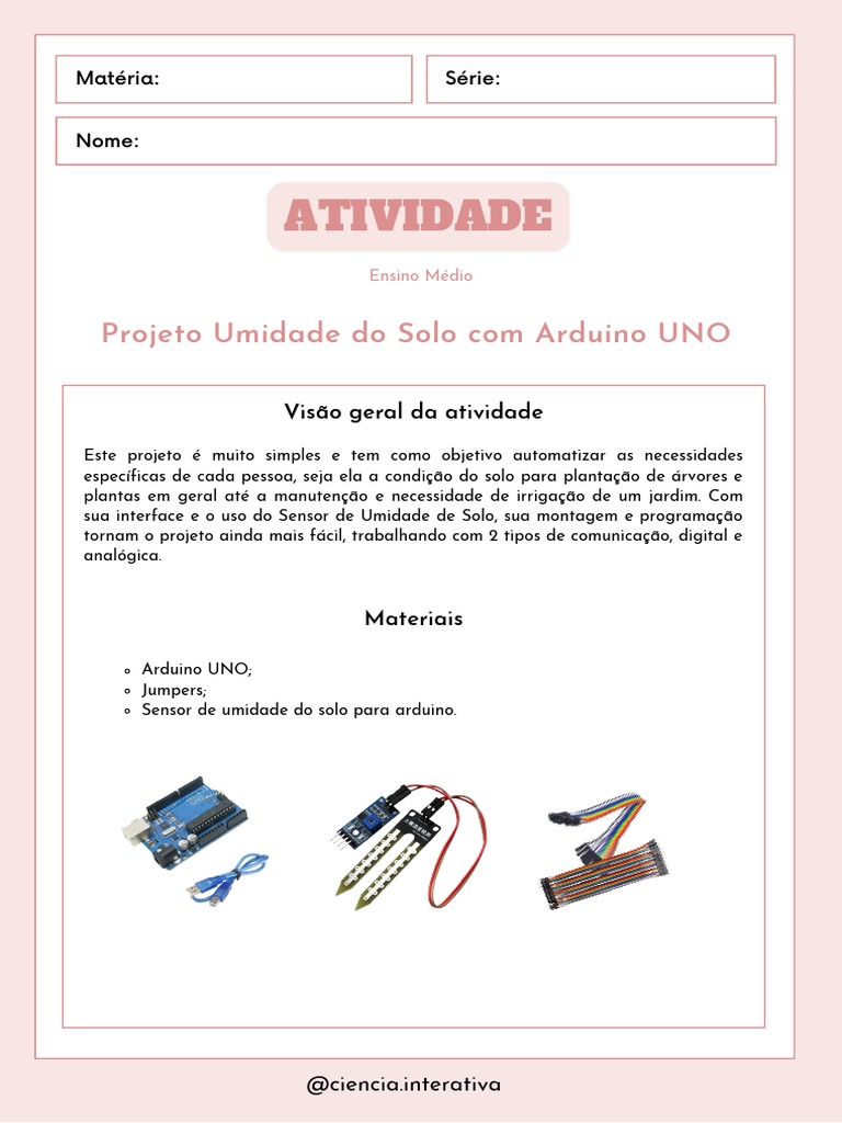 Atividade Umidade Solo - Arduino Uno | PDF | Arduino | Conversor de analógico para digital