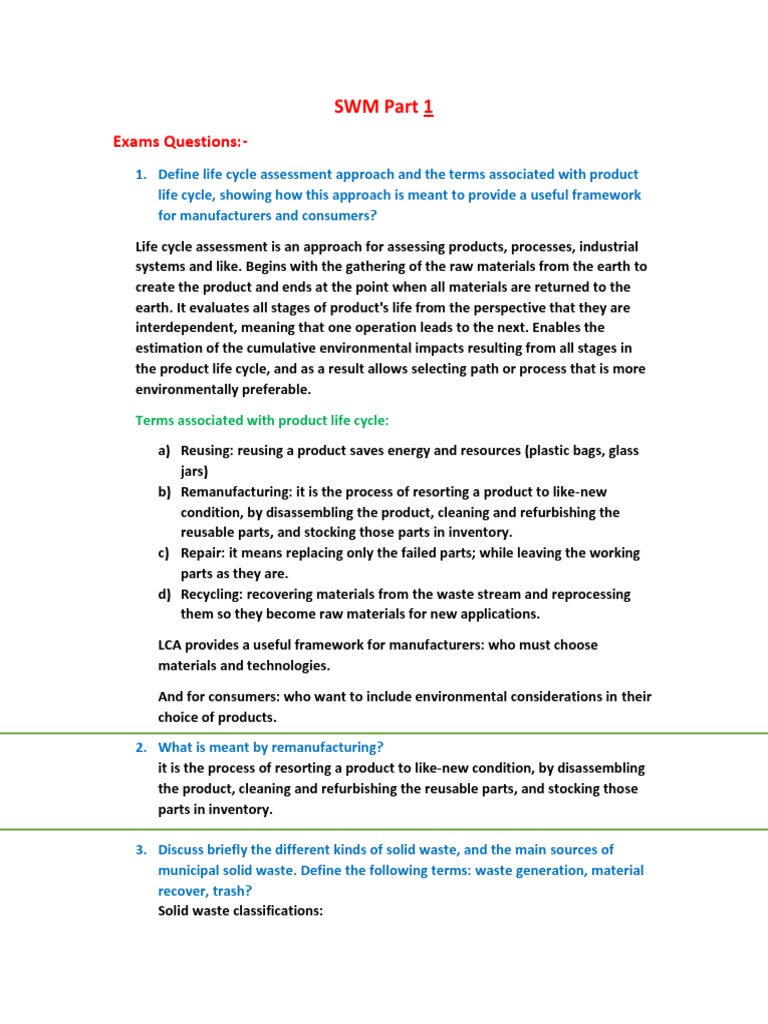 Soild Waste Management Q and A | PDF | Waste Management | Municipal ...