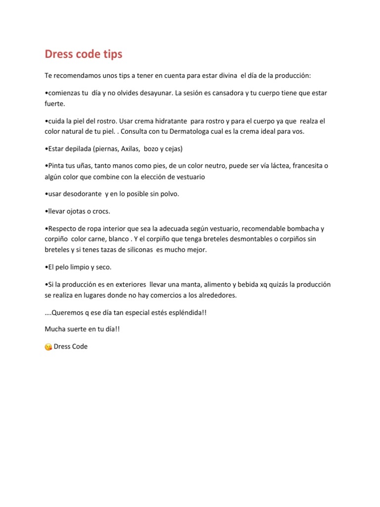 Dress Code Tips | PDF
