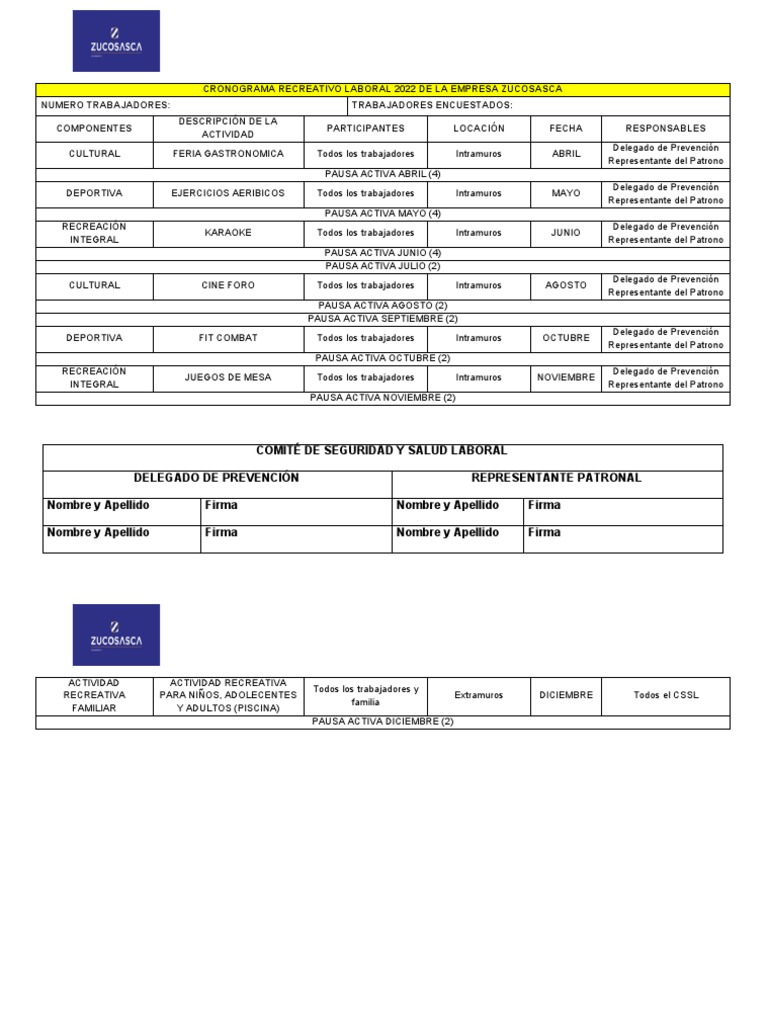 Modelo de Programa Recreativo Laboral | PDF | Ciencias de la Salud