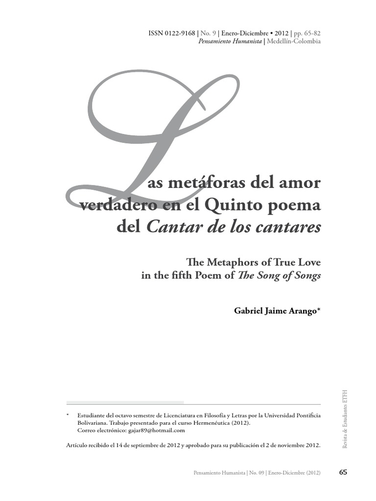 Las Metáforas Del Amor Verdadero en El Quinto Poema | PDF | Amor ...