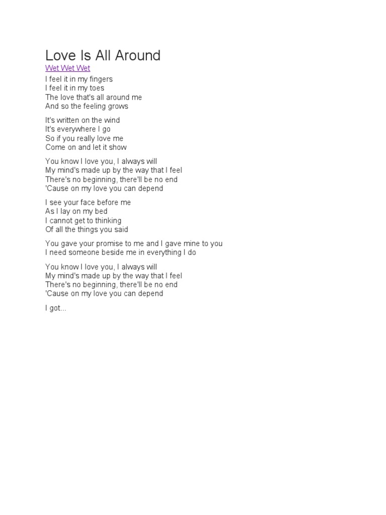 Love Is All Around Lyrics Analysis | PDF