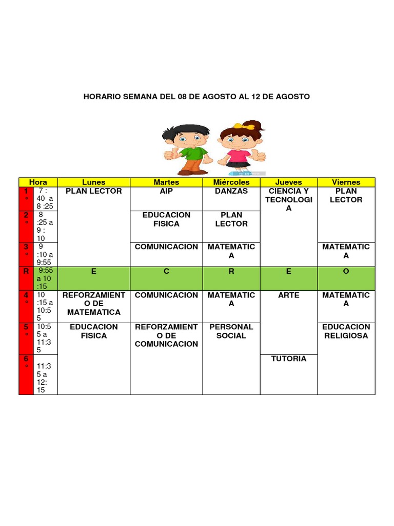 Horario Escolar y Avisos Importantes | PDF | Estudios de idiomas ...