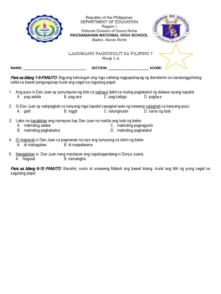 Lagumang Pagsusulit Sa Filipino 7-q4 | PDF