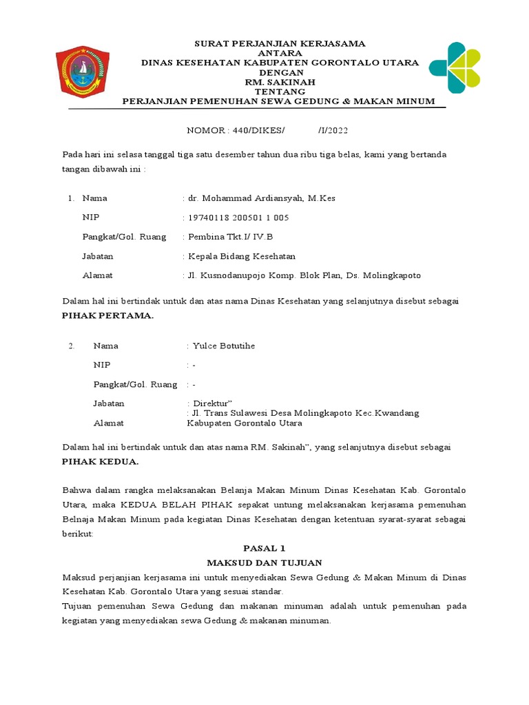 Contoh MoU Rumah Makan-Catering | PDF
