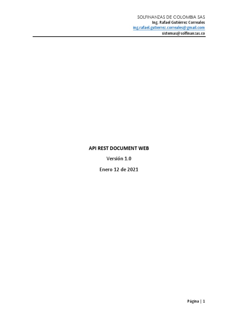 DOCUMENTACION API DOCUMENTO WEB v1 | PDF | Json | Transferencia de estado representacional