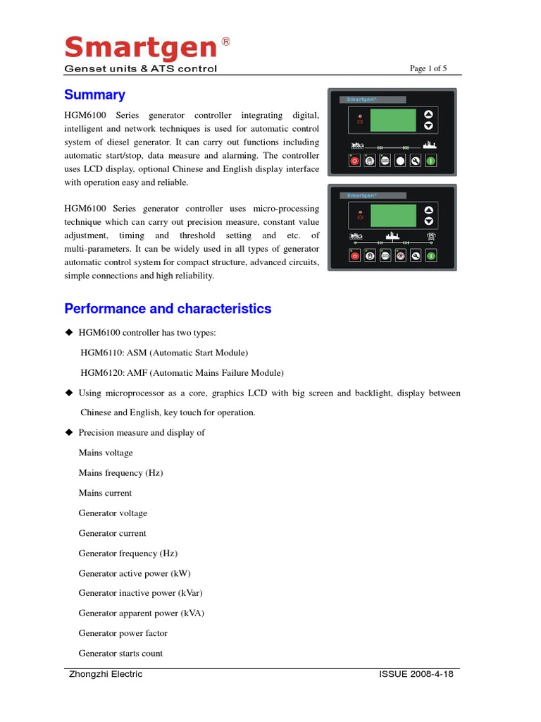 Dieu Khien Smartgen - HGM6110,6120 (EN) | PDF | Alternating Current ...