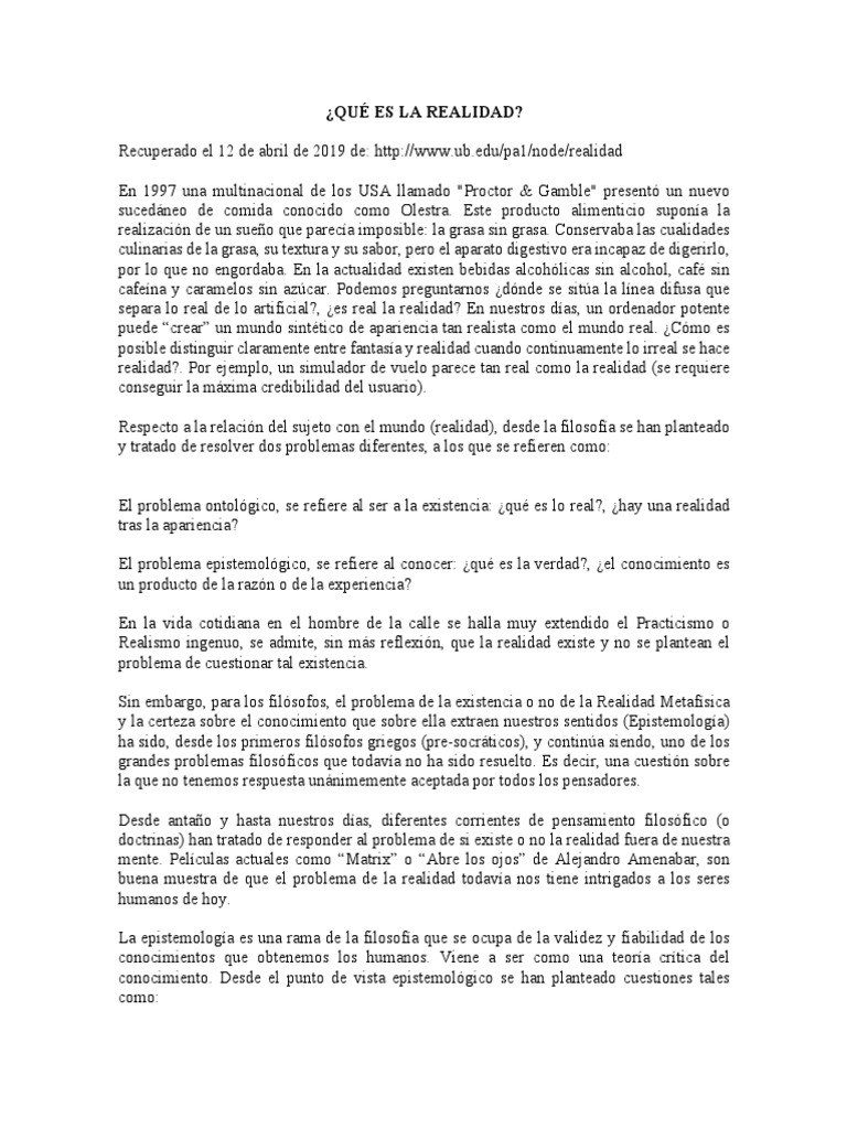 ¿Cómo Vemos La Realidad | PDF | Realidad | Realismo filosófico