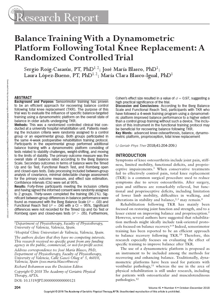 Balance Training With A Dynamometric Platform.3 | PDF | Physical ...