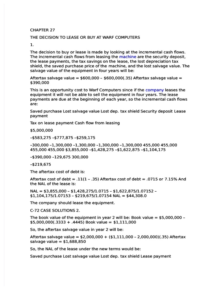 PDF Warf Computers Case Chapter 27 Answers DD | PDF