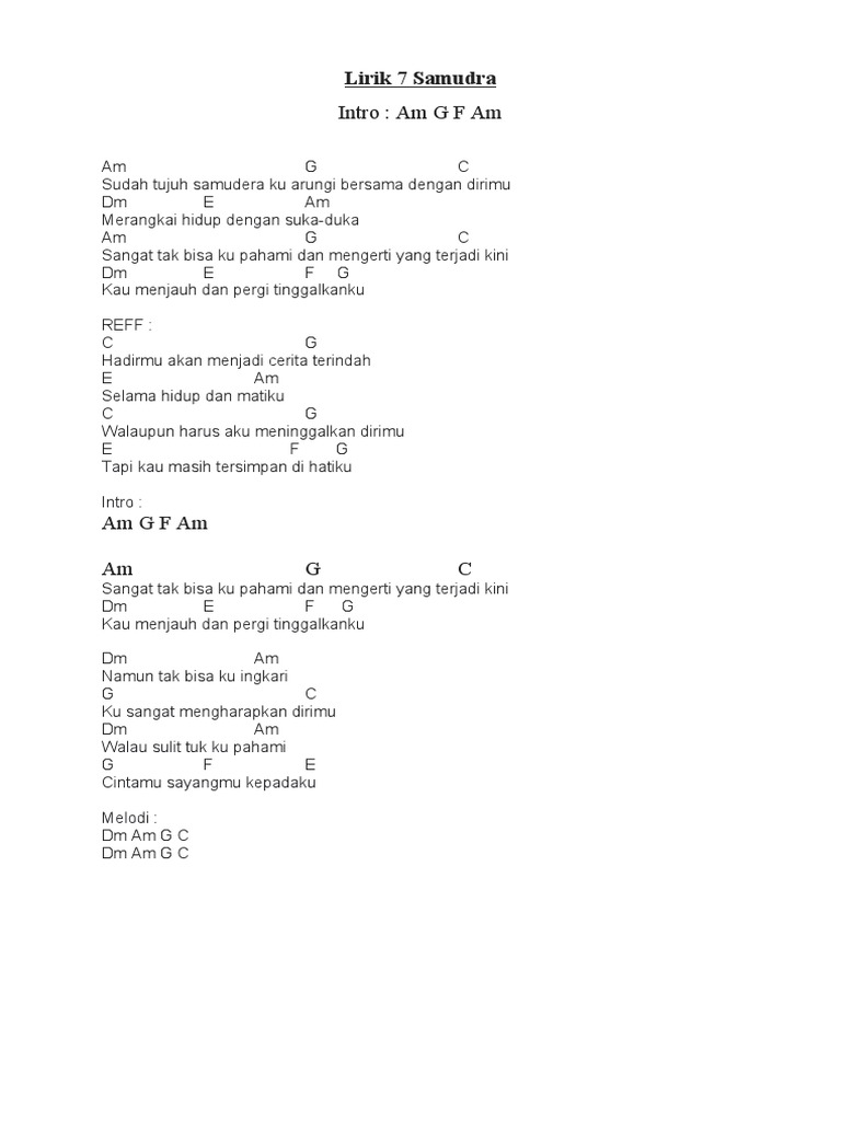 Lirik Lagu 7 Samudra | PDF