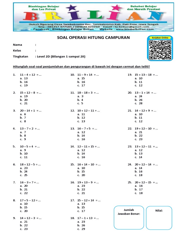 Soal Operasi Hitung Campuran Kelas 4 | PDF