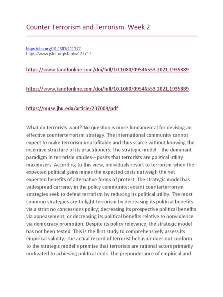 History of Terrorism Studies Overview | PDF | Psychology | Al Qaeda