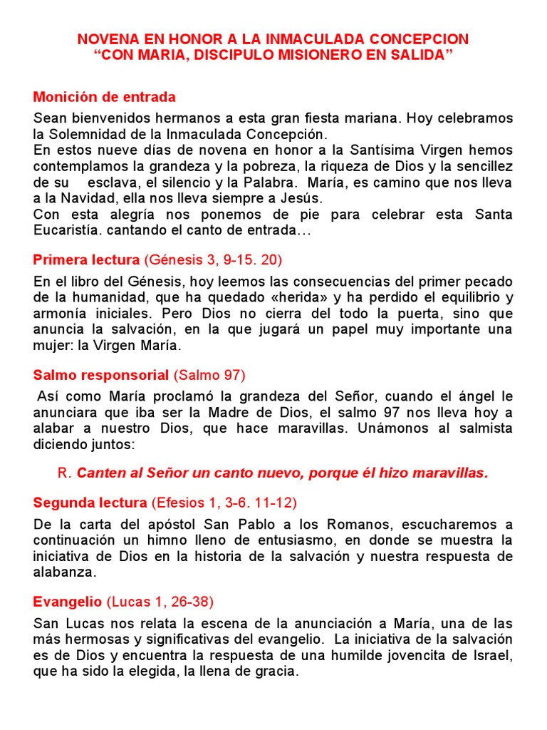 Novena en Honor A La Inmaculada Concepcion 2021 | PDF | María, madre de Jesús | Jesús