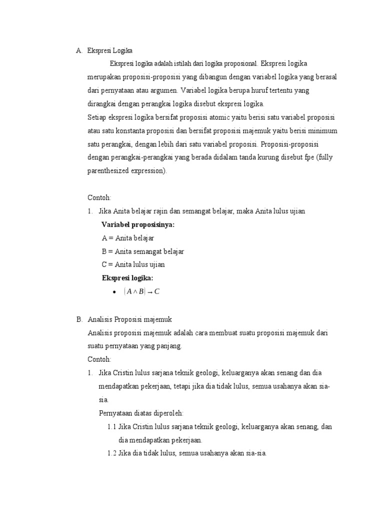 Ekspresi Logika dan Proposisi Majemuk | PDF