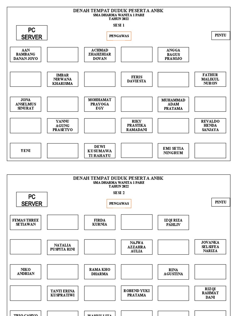 Denah Tempat Duduk Peserta | PDF