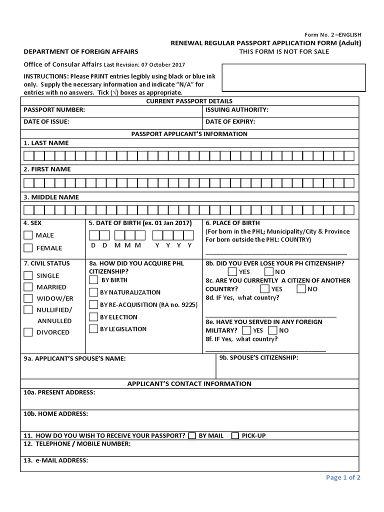 New 2019 Passport Renewal Form Adult | PDF | Passport | Affidavit