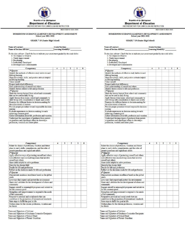 Homeroom Guidance LDA For G7-10 | PDF