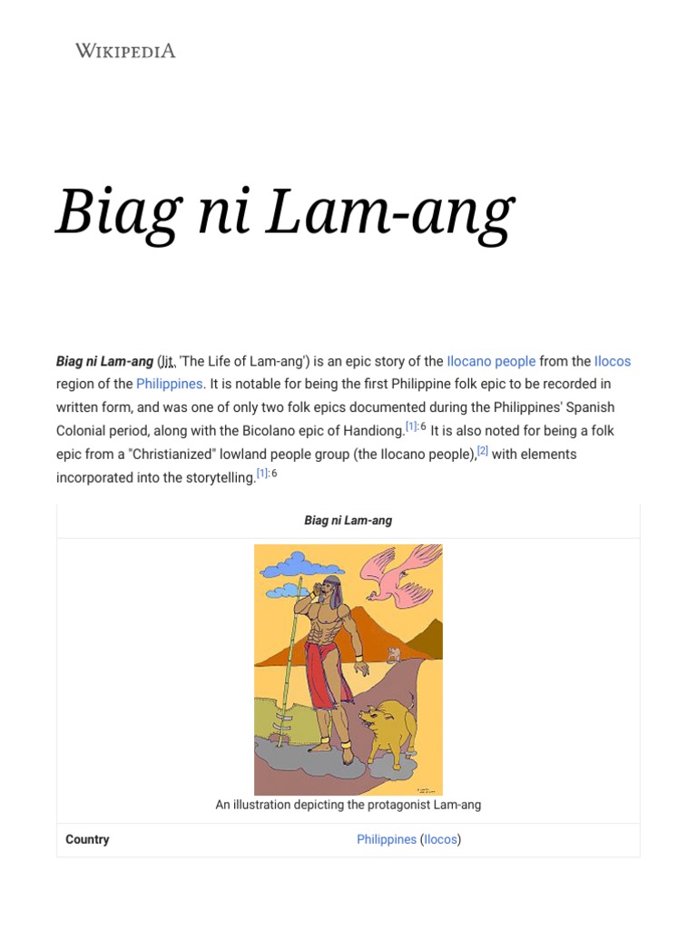 Biag Ni Lam-Ang - Wikipedia | PDF | Philippines | Traditional Stories