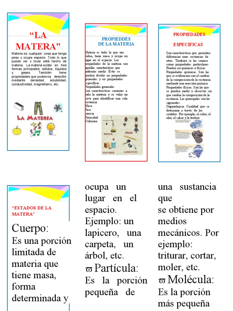 1-Triptico-LA MATERIA | PDF | Importar | Química