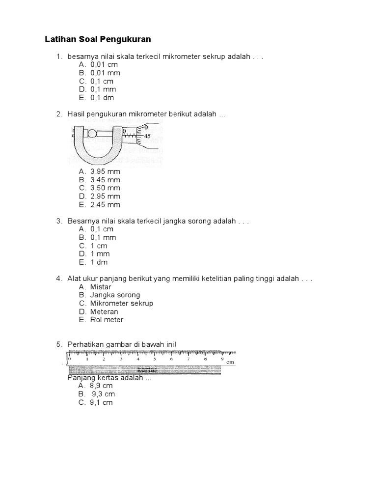 Latihan Soal Pengukuran | PDF | Sains & Matematika